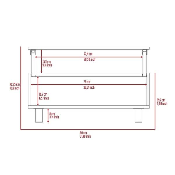 Rectangle Lift Top Coffee Table with Concealed Storage, Stainless Steel ...