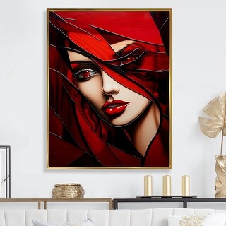 Designart "Cubic Ruby Radiance Woman Portrait" Fashion Woman Framed ...