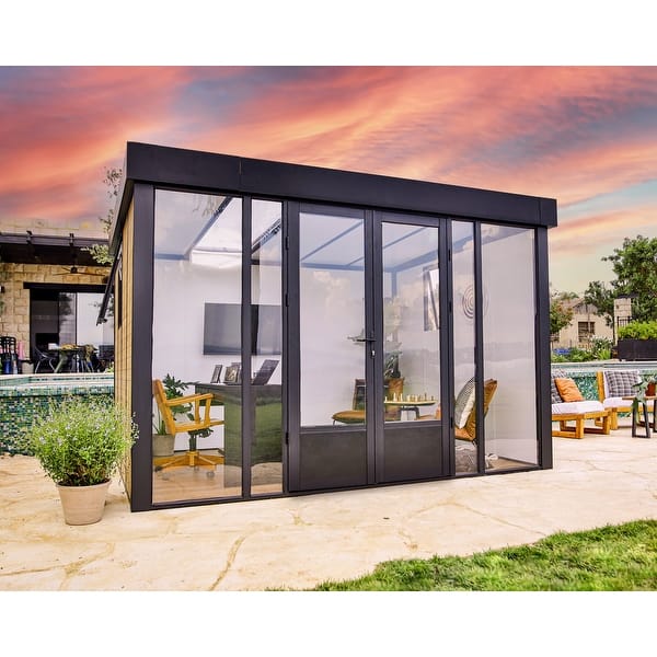 Copenhagen Studio Shed, Backyard Office Shed, 11ft. x 9ft. Black - 11 ...