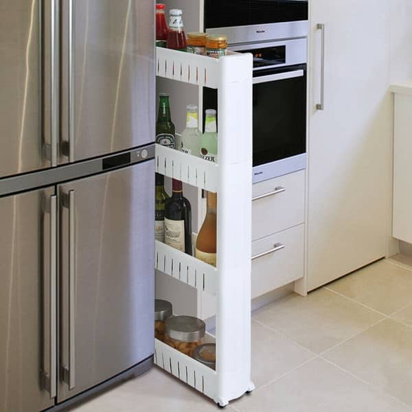 Slim Slide Out Pantry Storage Rack Mobile Shelving Unit Organizer - Bed ...