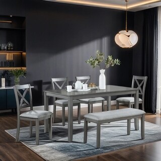 Wooden Dining Rectangular Table with Bench,Kitchen Table with Bench ...