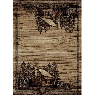 American Destination Rocky Bottom Brown Rustic Lodge Area Rug - Bed ...
