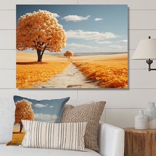 Designart "Monochrome Yellow And Grey Tree Symphony VIII" Landscape ...