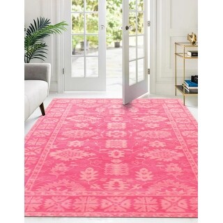 Pink Traditional Oriental Overdyed Area Rug - Bed Bath & Beyond - 39459560