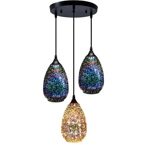 3-Light hanging kitchen lights Modern glass pendant light over sink ...