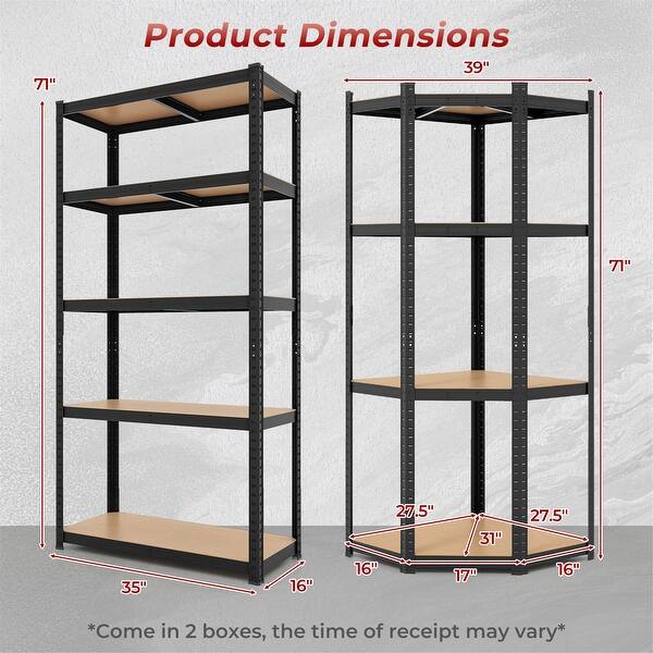 Gymax 71'' Utility Racks Organization Shelves 2 Pack Storage Shelves ...