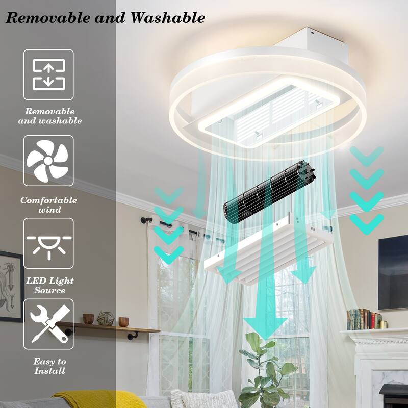 Bladeless Fan Lamp With Lights Dimmable LED for living room - Bed Bath ...