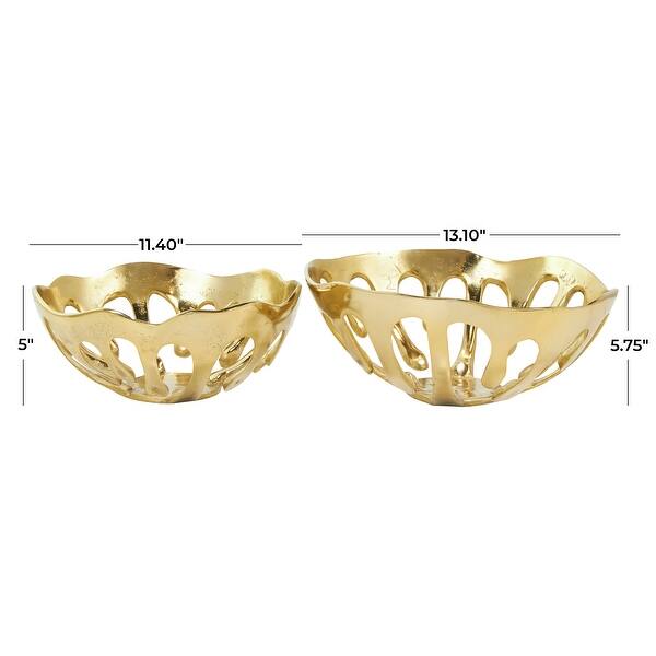 Aluminum Metal Drip Decorative Bowl with Open Frame Design (Set of 2 ...