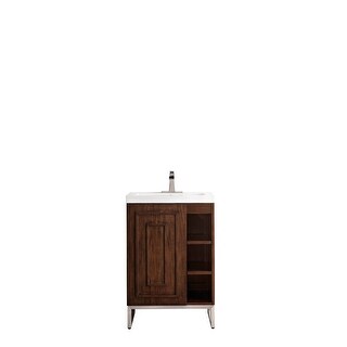 Alicante' 24" Single Vanity Cabinet, Mid-Century Acacia, w/White ...