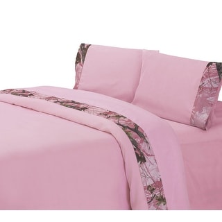 Paseo Road by HiEnd Accents Pink Leafy Oak Camo Border Sheet Set, 4PC ...