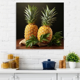Designart "Golden Crown Pinapples Of The Tropics" Pineapples Wall Art ...