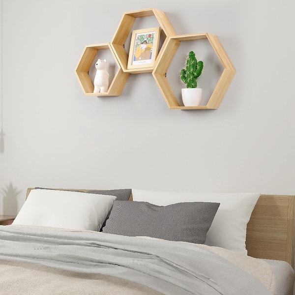 hexagonal floating shelves
