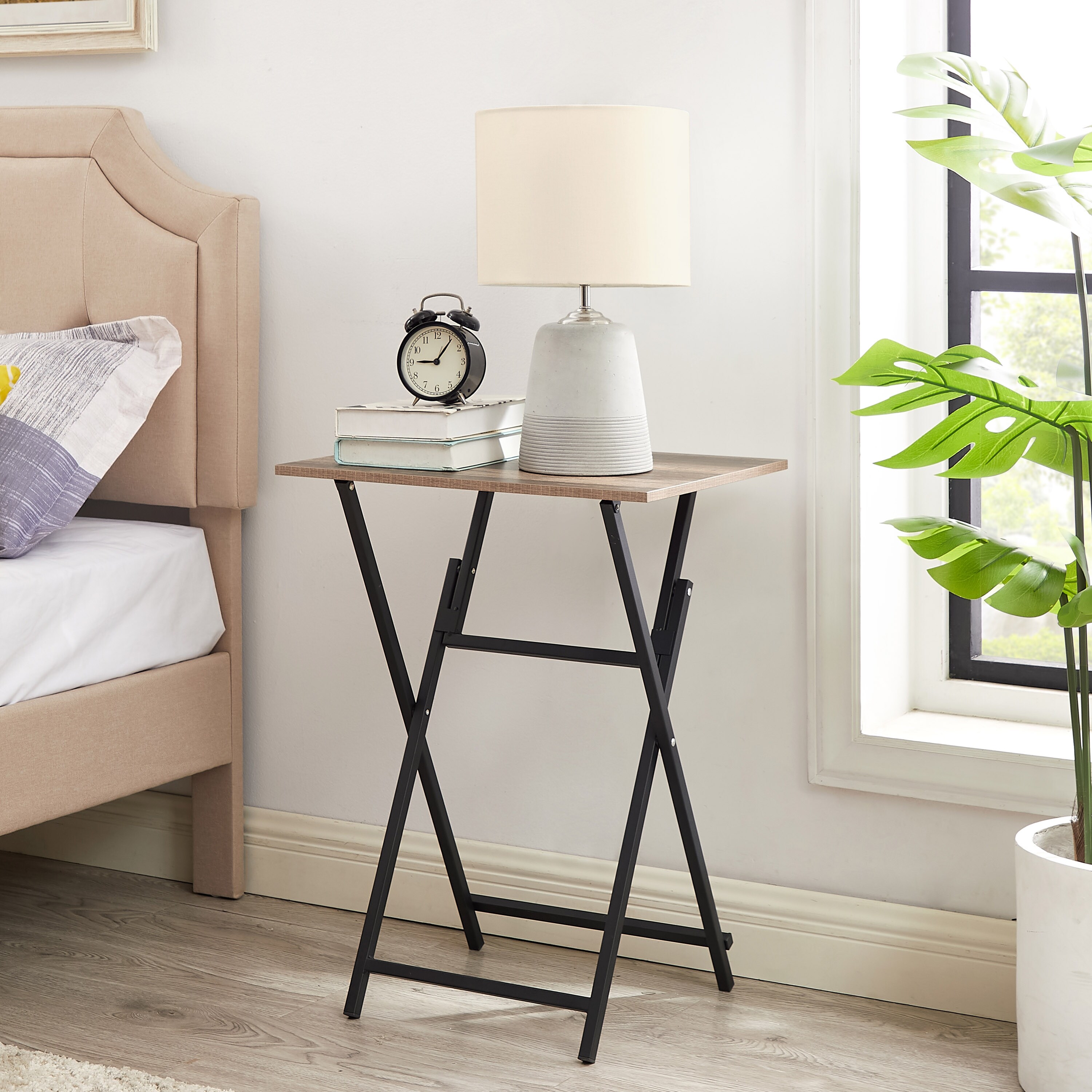 Industrial Folding TV Tray Tables Side Table for Small Space Snack Tables with Stable Metal Frame Noassembly Required 1 2PCS