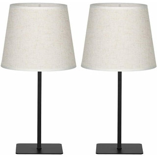 Set of 2 Square Desk Lamp Metal Base & Fabric Shade Black - Bed Bath ...