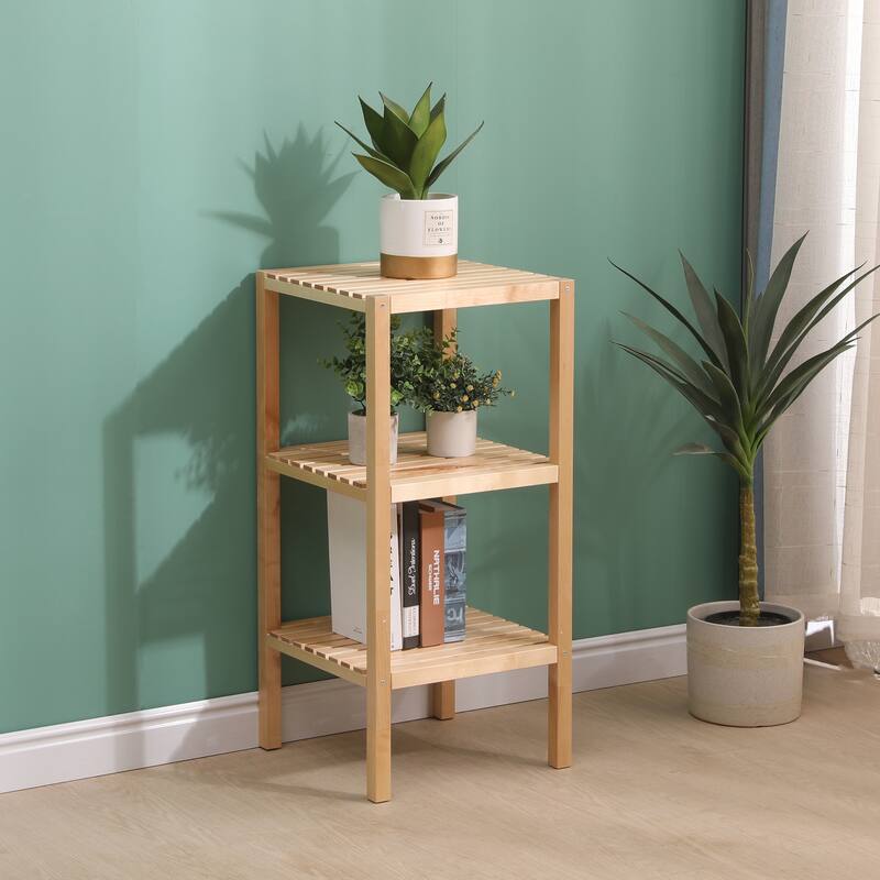 3-Tier Birch Bathroom Shelf, Narrow Shelving Unit, Multifunctional ...