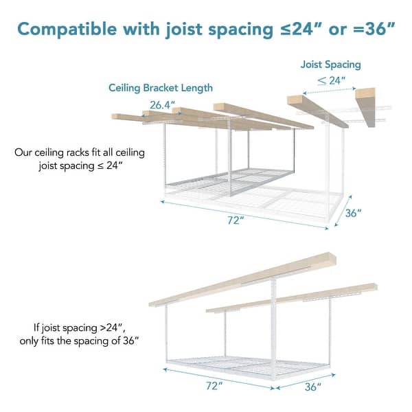 FLEXIMOUNTS Heavy Duty Overhead Garage Storage Adjustable Ceiling ...