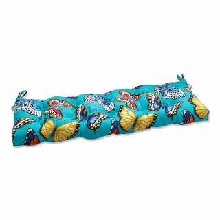 Butterfly Garden Turquoise Outdoor Tufted Bench Swing Cushion - 60 X 18 ...
