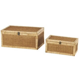 Rattan Handmade Woven Storage Decorative Box with Wrapped Light Brown ...