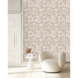 Beige Vintage Pattern Wallpaper Peel and Stick and Prepasted - Bed Bath ...