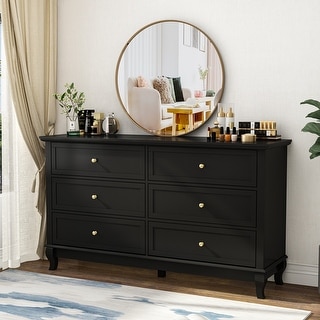 Dresser for Bedroom with Deep Drawers Wooden 6 Drawer Double Dresser ...