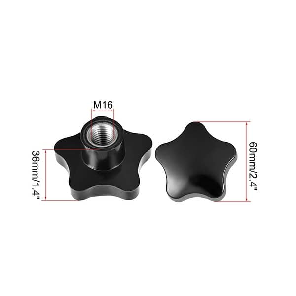 Star Knob Grip Handle M16 Diameter Insert Female Thread Black - Bed ...