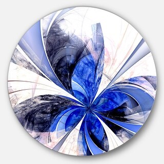 Designart 'Symmetrical Bright Blue Fractal Flower' Floral Disc Metal ...