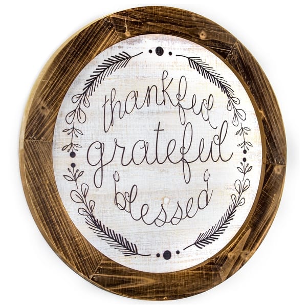 American Art Decor Thankful Grateful Blessed Wood Sign - Bed Bath ...