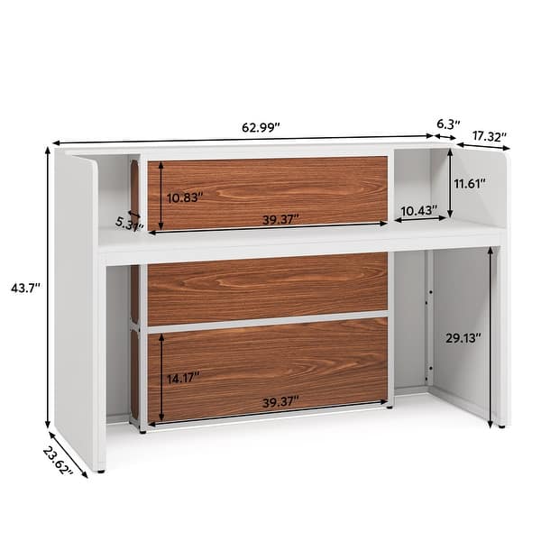 63 Inch LED Reception Front Counter Desk Table with Private Panels for ...
