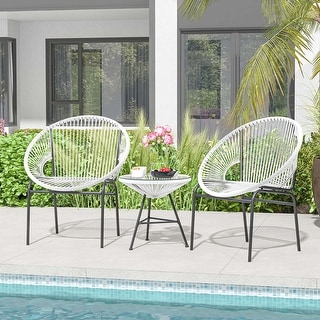 3-Piece Outdoor Acapulco Chair Set Wicker Conversation Bistro Sets ...