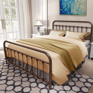 Mid-Century Full/Queen Platform Metal Iron Bed Frame - Bed Bath ...