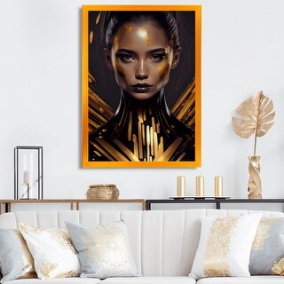 Designart "Sensual Liquid Gold Woman I" Contemporary Glam Framed Art ...