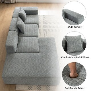 Grey Ground Sectional Sofa Sets 4pcs Modular Recliner Couch Boucle ...