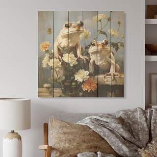 Designart "Contemporary Frog Serenity" Frogs & Toads Wood Wall Decor ...