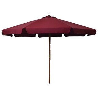 vidaXL Outdoor Parasol with Wooden Pole 129.9" Burgundy - Bed Bath ...