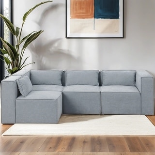 Elegant L-Shaped Modular Sofa Set with Solid Wood Frame and Easy ...