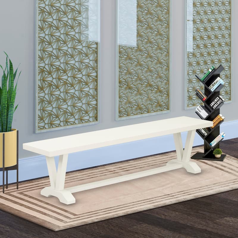East West Furniture V-Style Modern Dining Room Bench with Wooden Seat ...