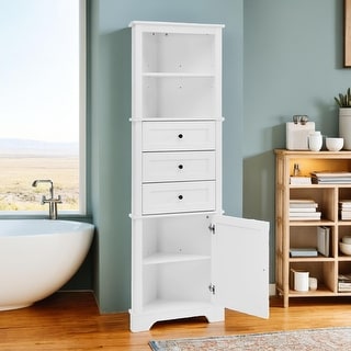 Bathroom Corner Storage Cabinet Triangle Tall Cabinet with Drawers and ...