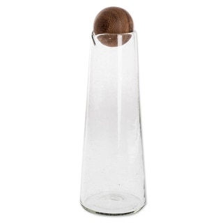 NOVICA Artisan Handblown Recycled Glass Decanter With Wood Stopper ...