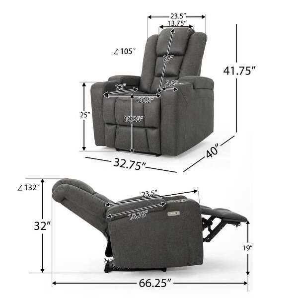 Large Power Recliner Chair with Arm Storage, Cup Holders and USB Port ...