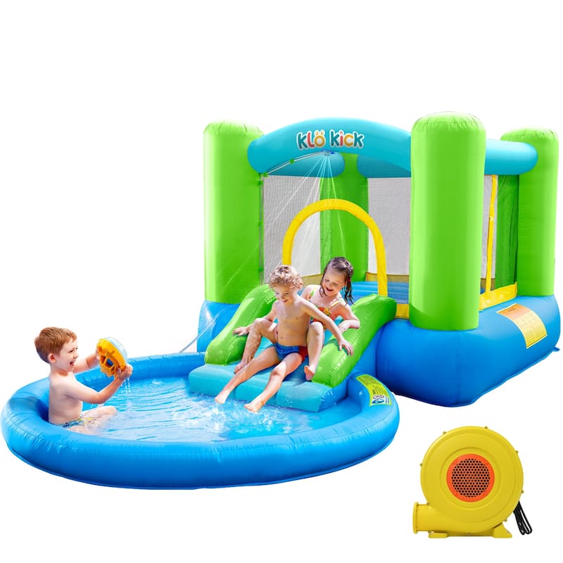 Inflatable Bounce House with Blower, Bouncy Castle Waterslide & Pool ...