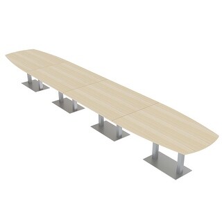 20 Person Arc Rectangle Powered Modular Conference Table Square Bases ...