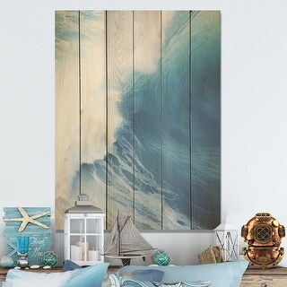 DESIGN ART "Blue Wave Blue Wonder I" Coastal Wood Wall Decor - Nautical ...