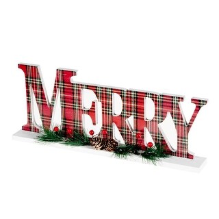 Plaid Word Stand (Merry) - Bed Bath & Beyond - 34401474