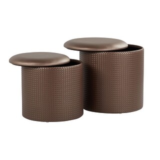 Contemporary Bronze Faux Leather Nesting Ottoman Set - Bed Bath ...
