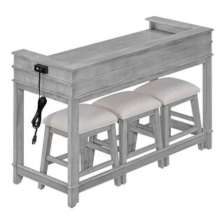 4-piece Multifunctional Dining Bar Table Set with 3 Upholstered Stools ...