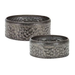 Round Pewter Metal Planter with Hammered Design (Set of 3) - Bed Bath ...