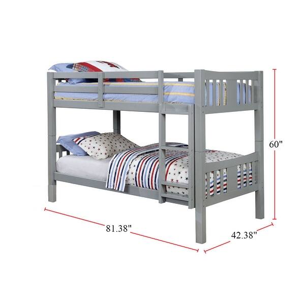 Wooden Twin Over Twin Bunk Bed in Gray - Bed Bath & Beyond - 34628879