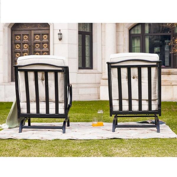 PATIO FESTIVAL 2-Piece Outdoor Rocking Motion Chair Set with Cushions ...