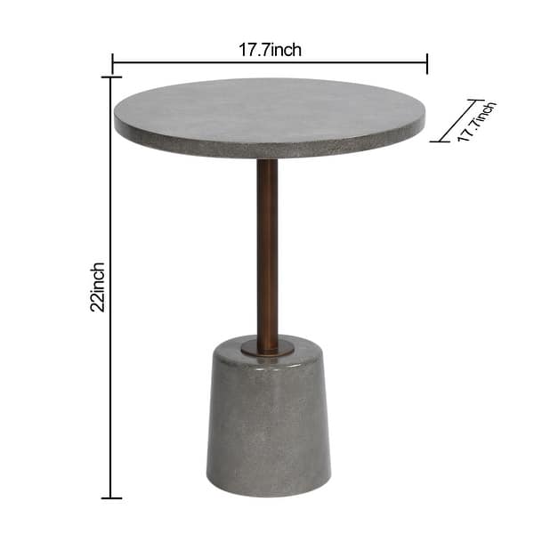 StyleCraft Grey and Bronze Round Accent Side Table with Concrete ...