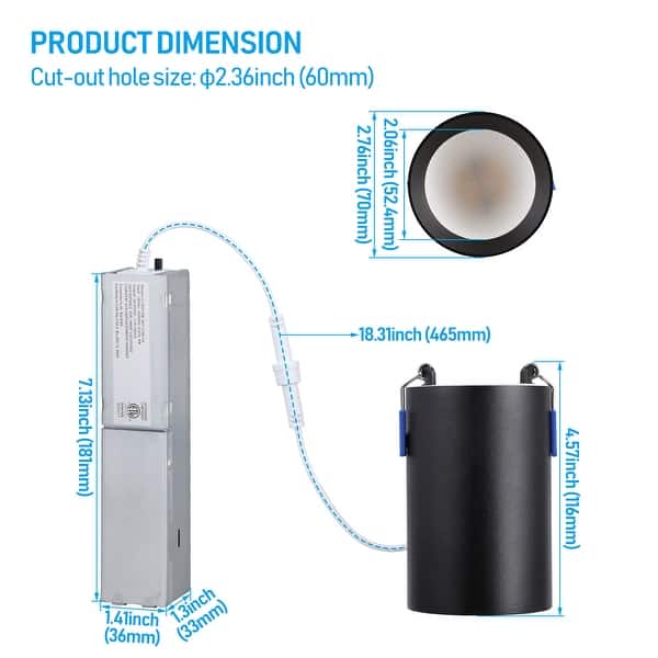 2" LED Recessed Light with J-Box, 6W Dimmable 5CCT Ceiling Spot Light ...